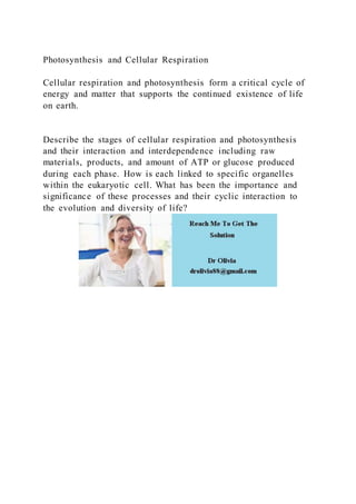 Photosynthesis and Cellular RespirationCellular respiration and | DOCX