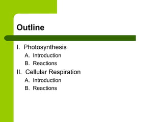 Photosynthesis and Cellular Respiration | PPT