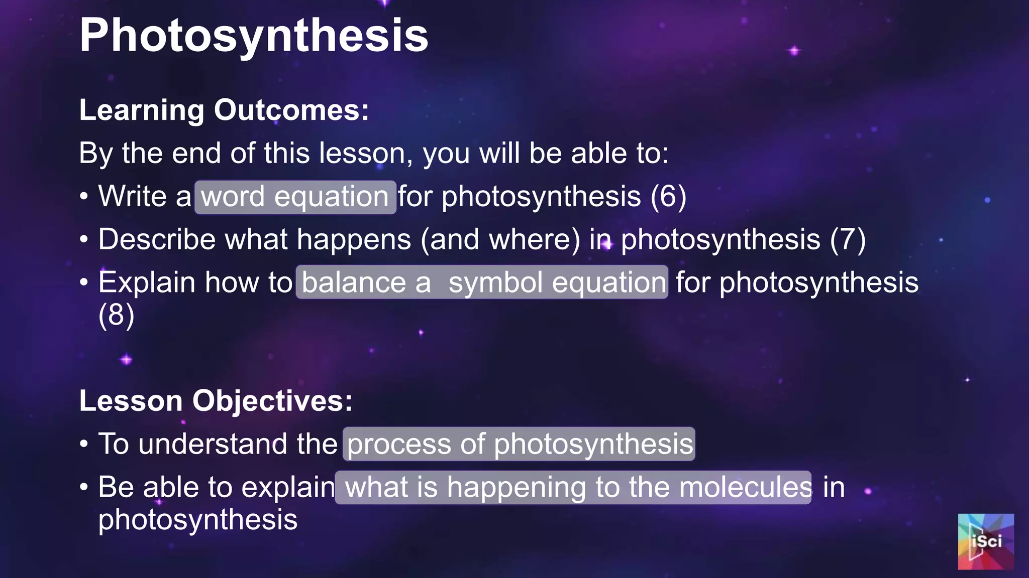 Photosynthesis Lesson Autumn 2018 Nano Simbox | PPTX