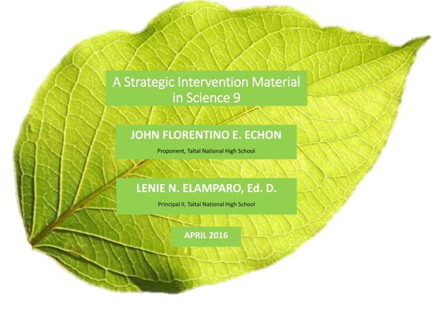 Intervention Material in Science (PHOTOSYNTHESIS) | PPTX | Chemistry ...