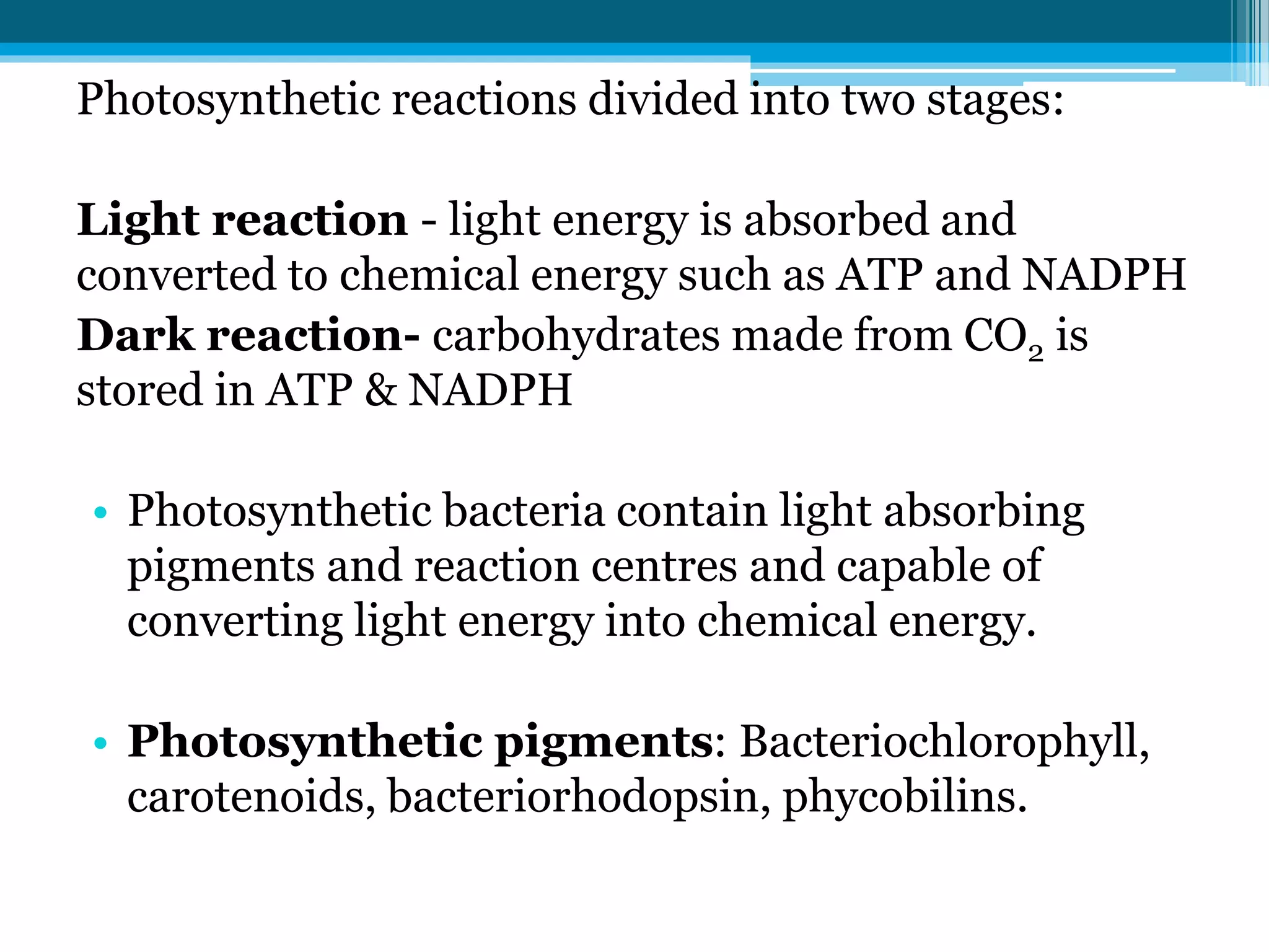 Photosynthesis in bacteria and its types | PPTX