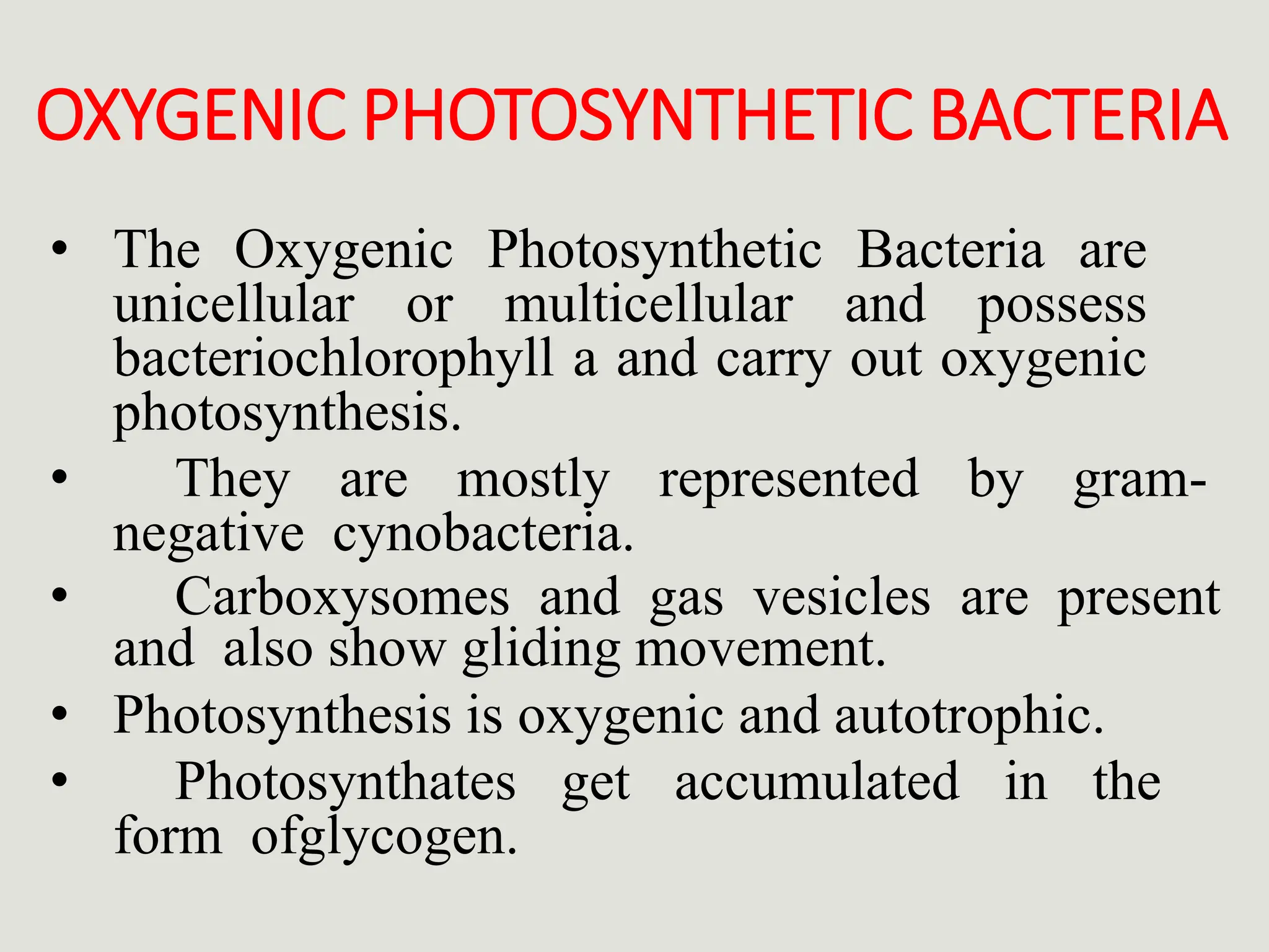 PHOTOSYNTHETIC BACTERIA (OXYGENIC AND ANOXYGENIC) | PPTX