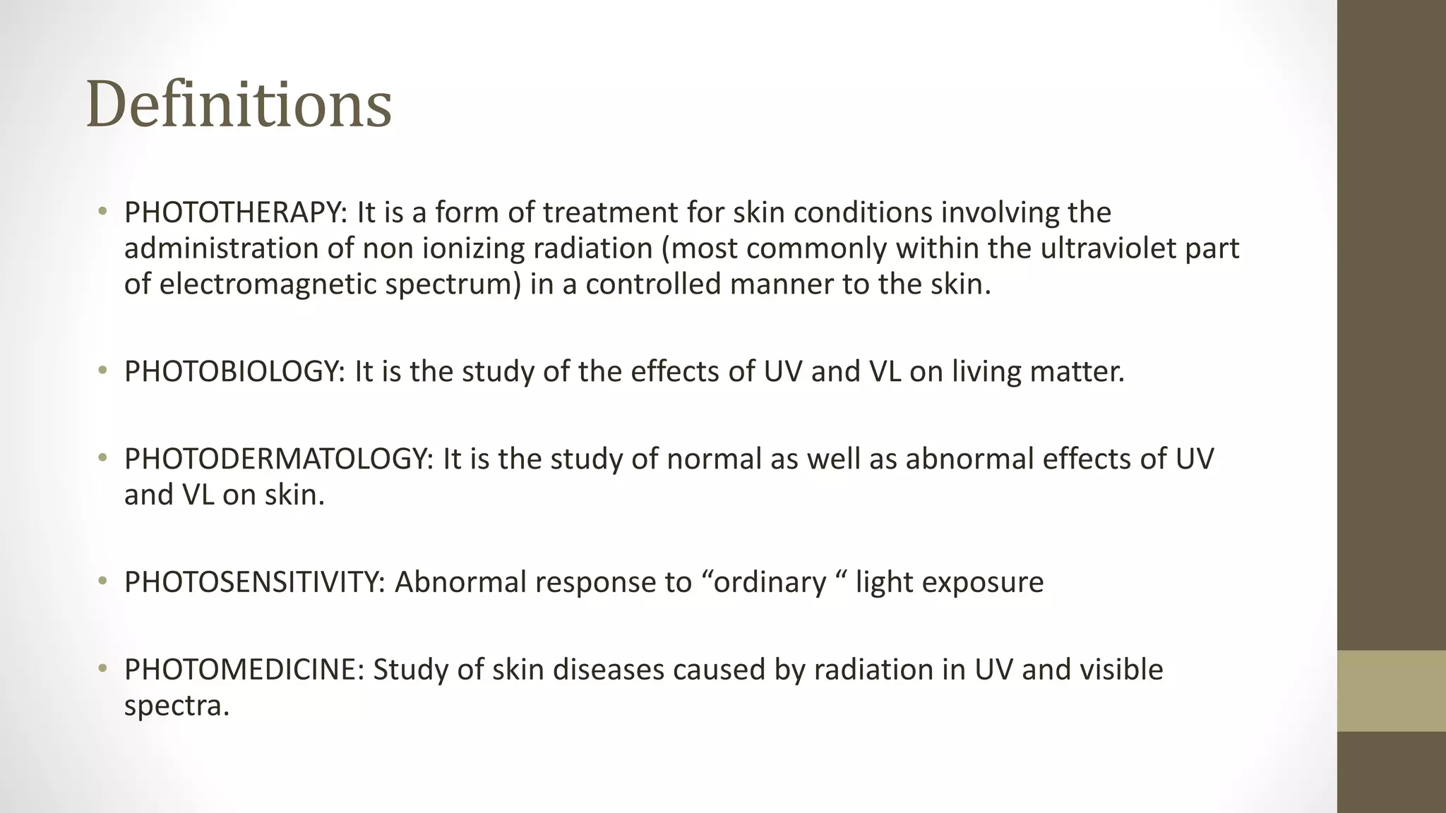 Phototherapy in Dermatology. | PPTX