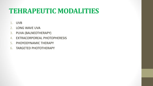 Phototherapy in Dermatology. | PPTX | Skin and Dermatology | Diseases ...