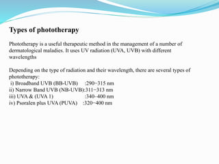 Phototherapy : connection with dermatology | PPTX