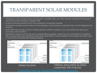 Photovoltaic(pv) module and transparent solar panels | PPTX