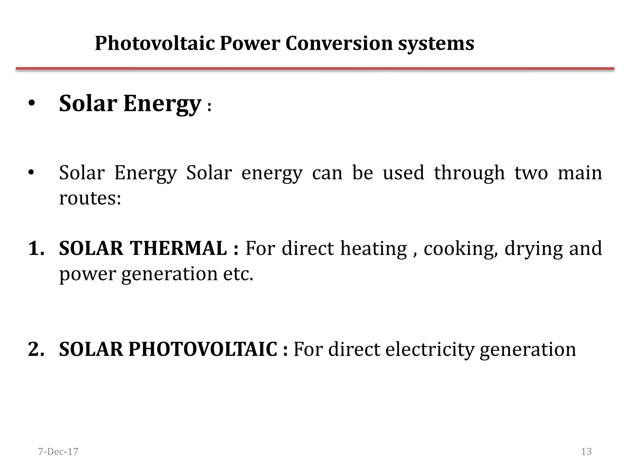Photovoltaic Power Conversion systems | PPTX