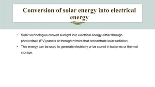 solar photovoltaic source of energy resources | PPTX