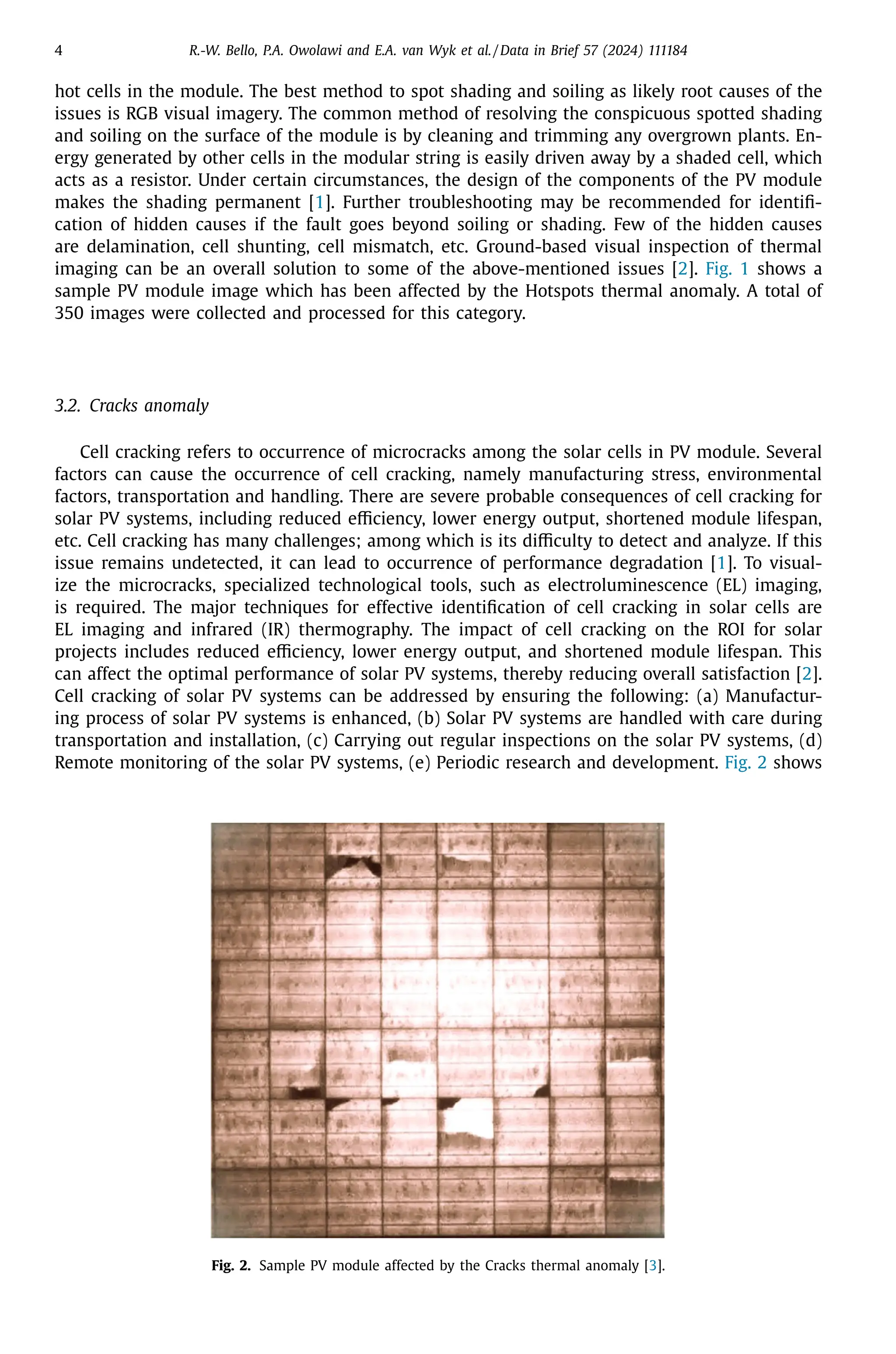 Photovoltaicmoduledatasetforautomatedfaultdetectionandanalysisinlargeph ...