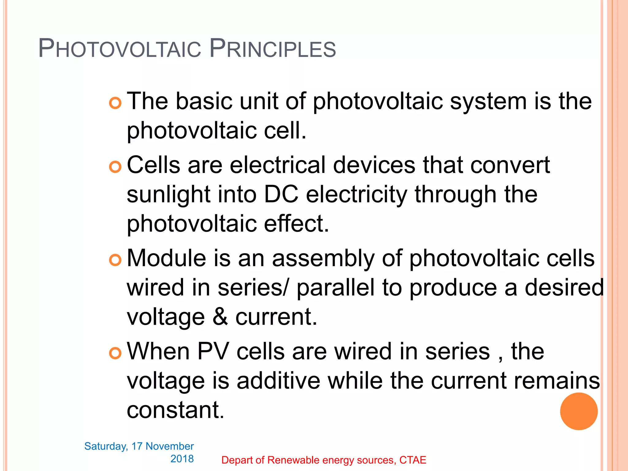 Photovoltaic modules & sizing of pv system | PPTX