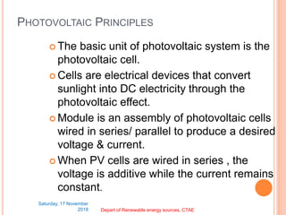 Photovoltaic modules & sizing of pv system | PPTX