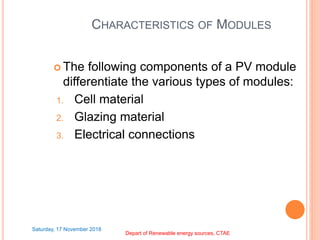 Photovoltaic modules & sizing of pv system | PPTX