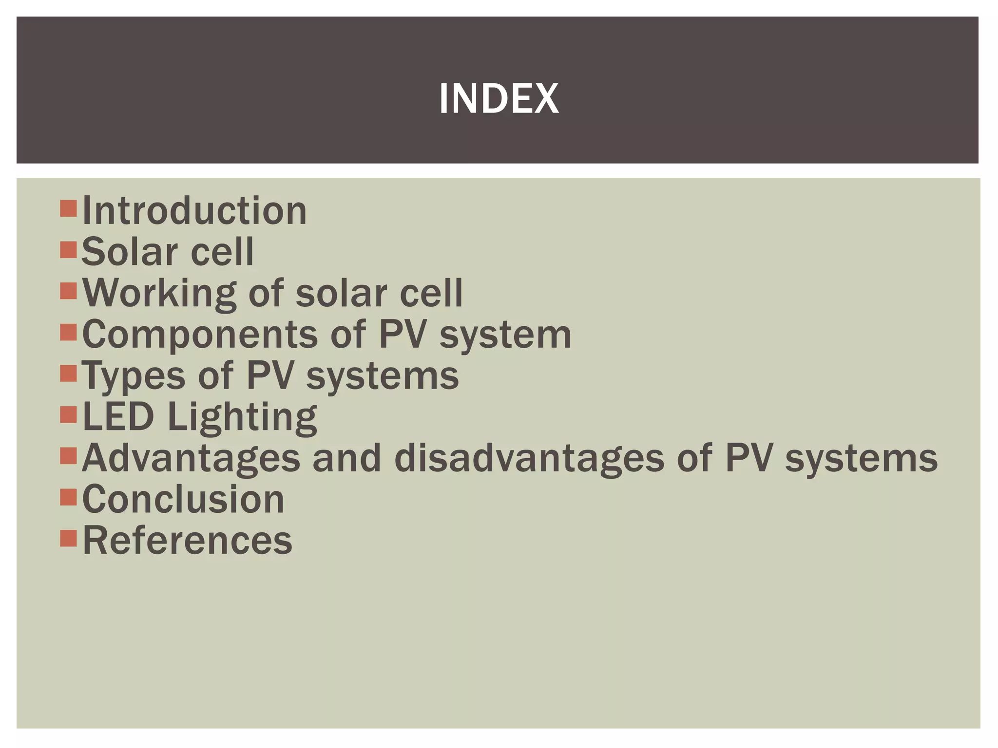 Photovoltaic (PV) LED Lightning system | PPTX