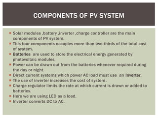 Photovoltaic (PV) LED Lightning system | PPTX
