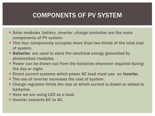 Photovoltaic (PV) LED Lightning system | PPT