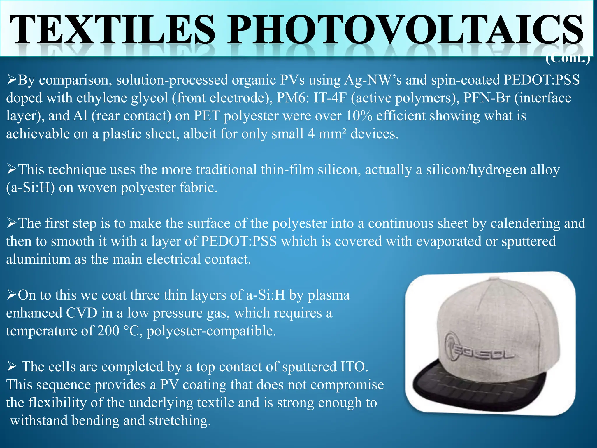 Photovoltaic Solar Textiles.pptx SOLAR TEXTILES | PPTX