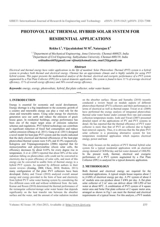 Photovoltaic thermal hybrid solar system for | PDF