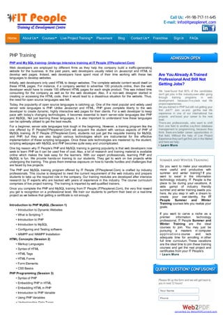 PHP/MySQL Training Course in Delhi, India by IT People | PDF