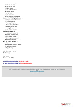 PHP/MySQL Training Course in Delhi, India by IT People | PDF