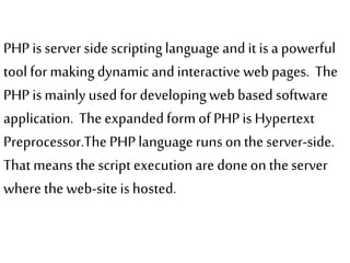 PHP - PHP development company - Features of PHP - Web designing Company - Web developing Company ...