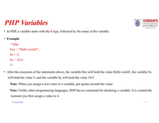 PHP Epressions and types of expressions with suitable example | PPTX