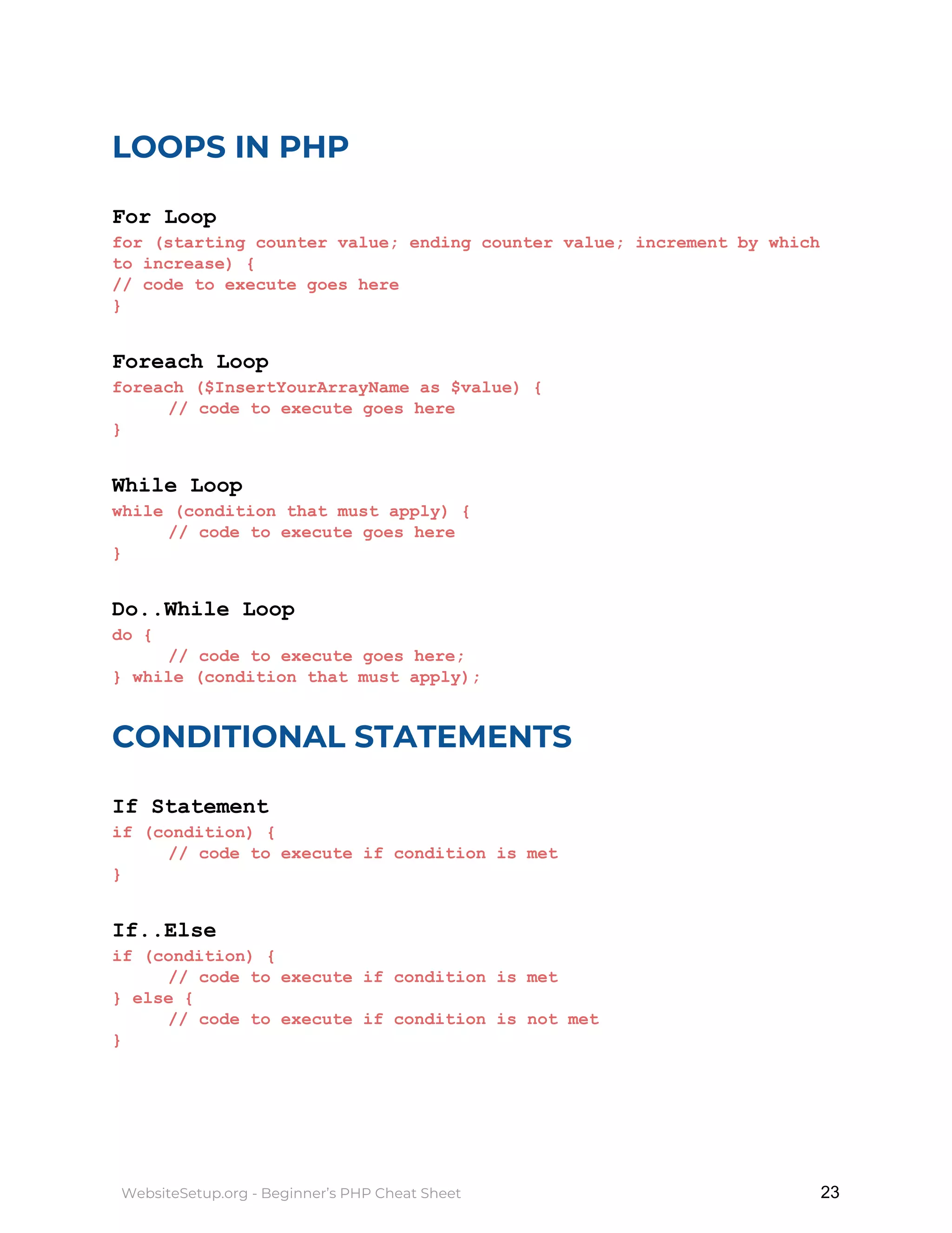 PHP Cheat Sheet | PDF