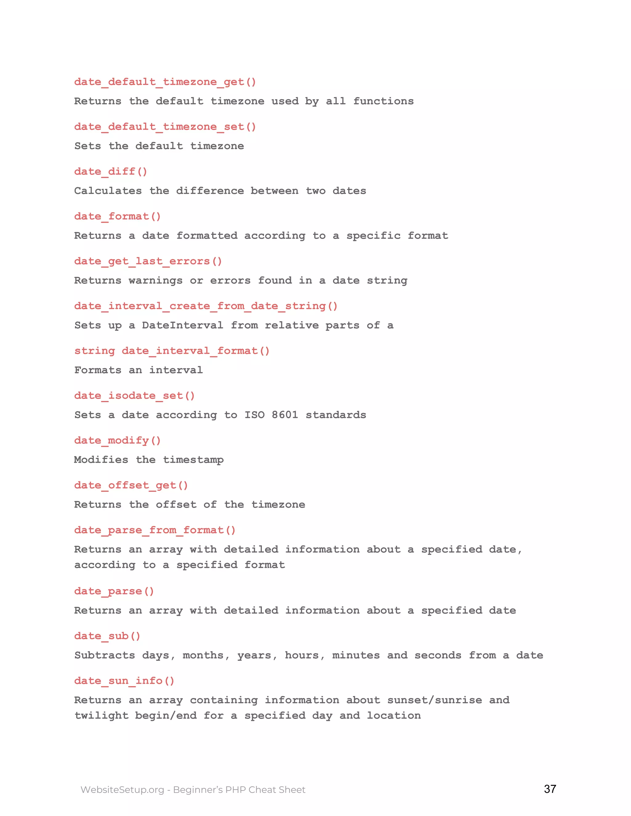 PHP Cheat Sheet | PDF