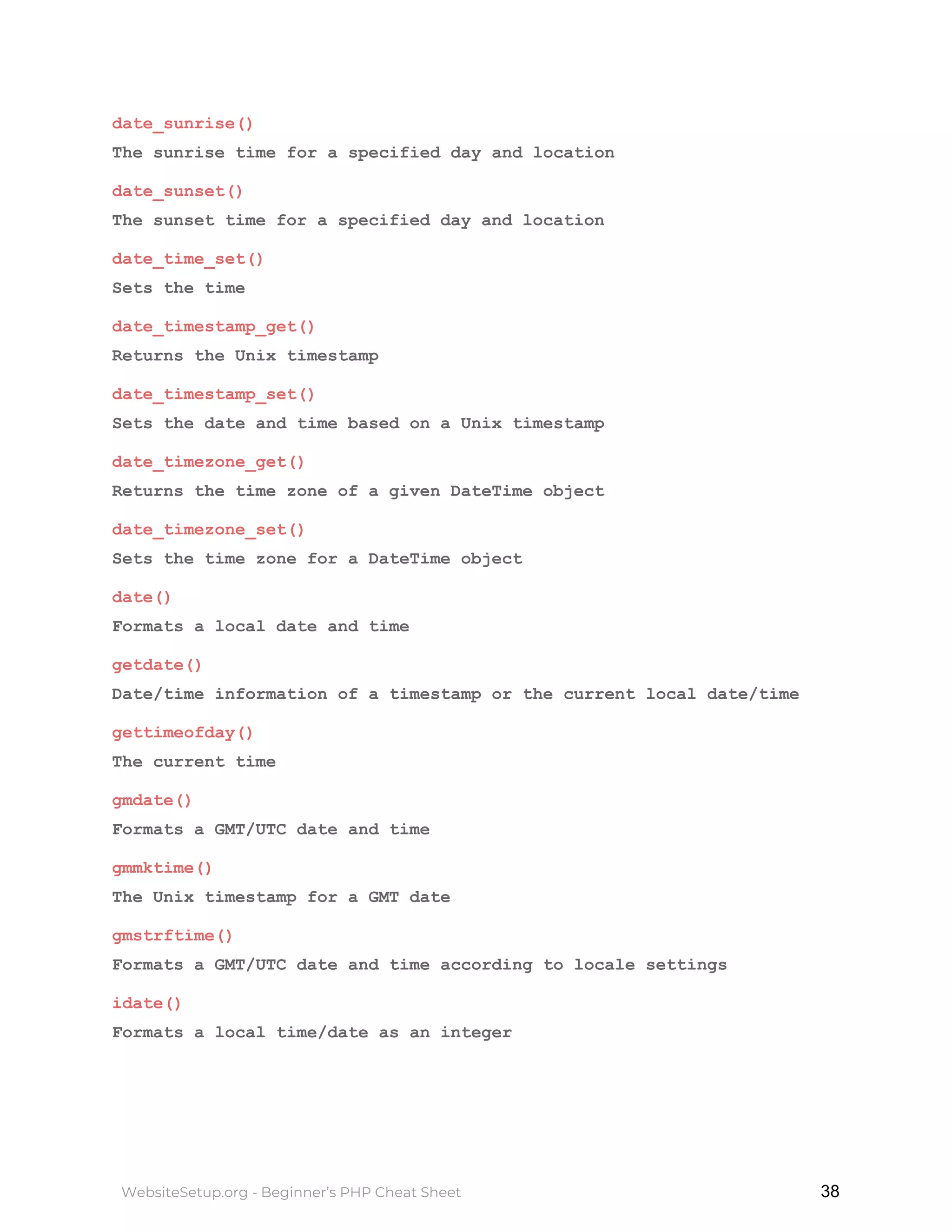 PHP Cheat Sheet | PDF
