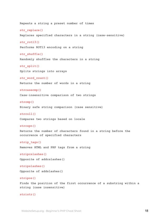 PHP Cheat Sheet | PDF
