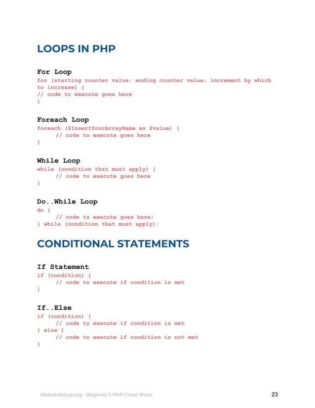 PHP Cheat Sheet | PDF