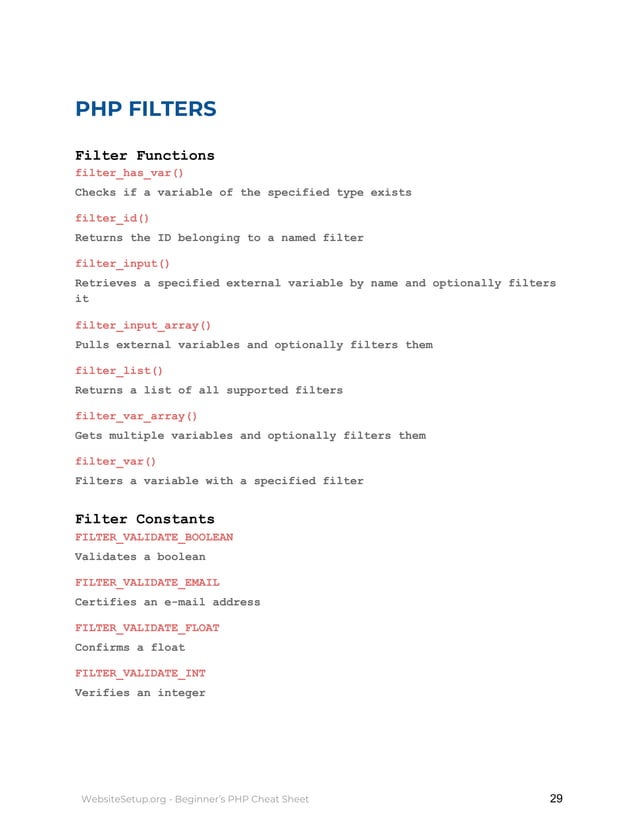 PHP Cheat Sheet | PDF