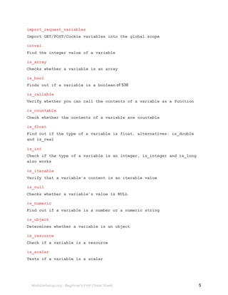 PHP Cheat Sheet | PDF