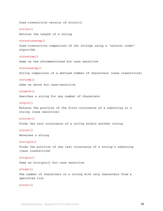 PHP Cheat Sheet | PDF