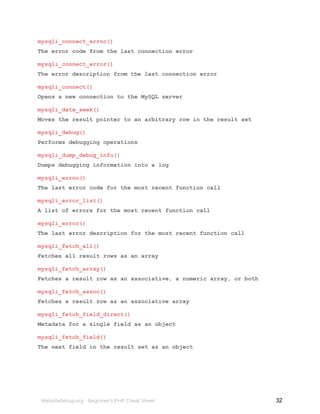 PHP Cheat Sheet | PDF
