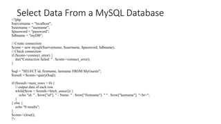 php part 2 | PPTX | Web Development | Internet