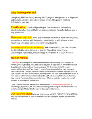 php training in hyderabad | PDF