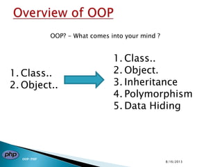 Php oop presentation | PPTX | Programming Languages | Computing