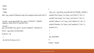 PHP POSTGRESQL integration | PPT