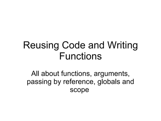 Php Reusing Code And Writing Functions | PPT