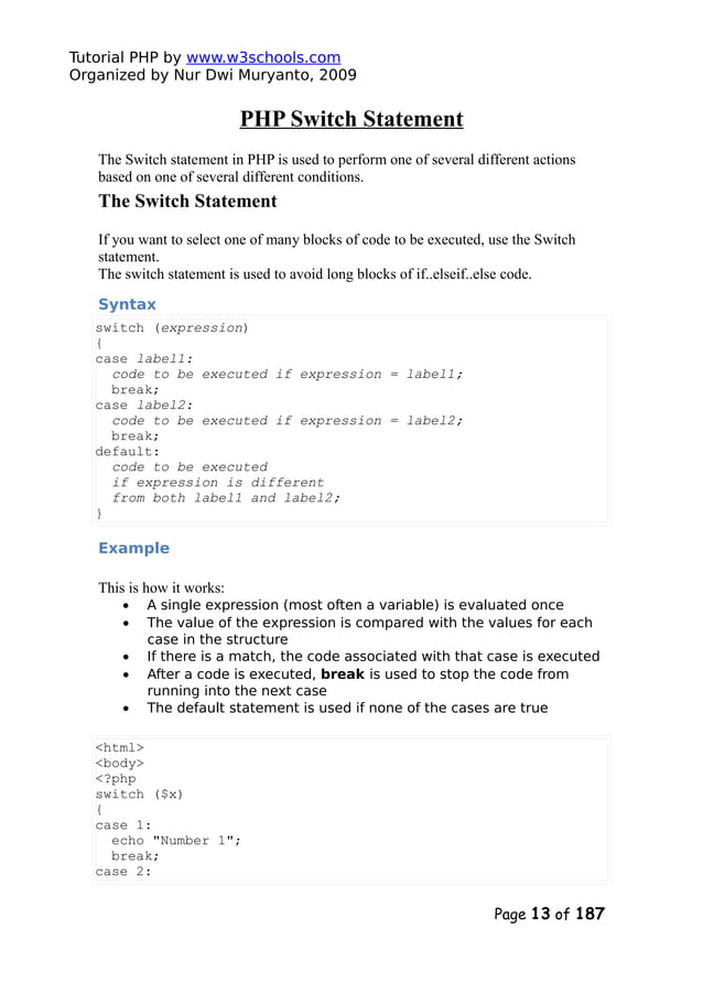 Php Tutorialw3schools Pdf