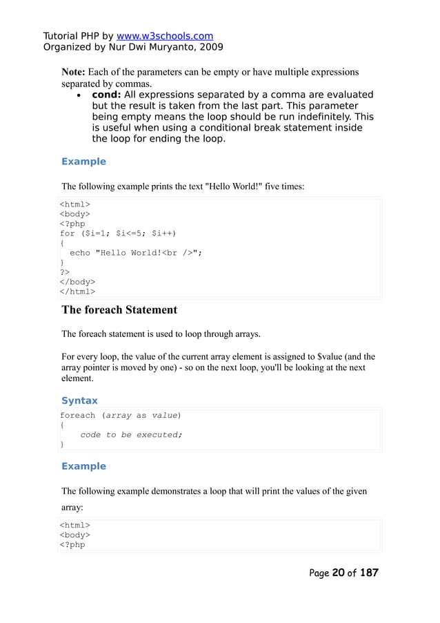 Php tutorial(w3schools) | PDF