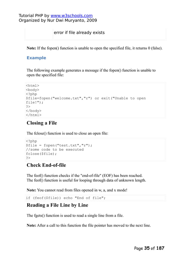 Php tutorial(w3schools) | PDF