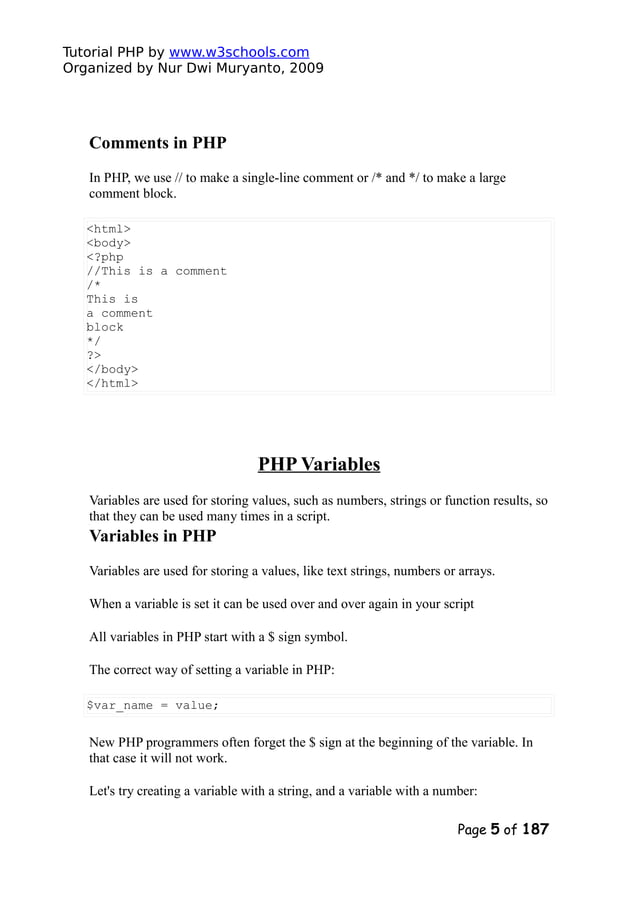 Php Tutorialw3schools Pdf 