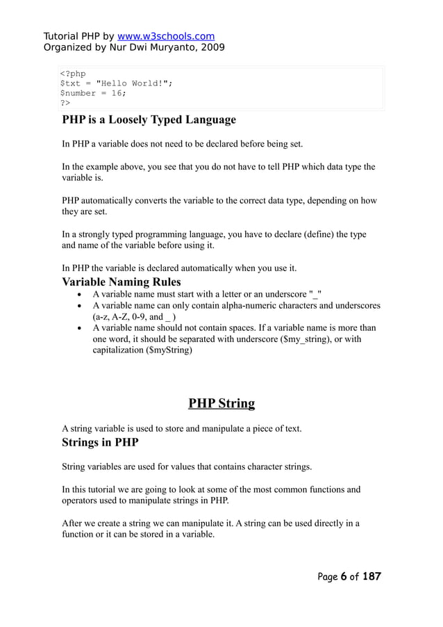 Php Tutorialw3schools Pdf 