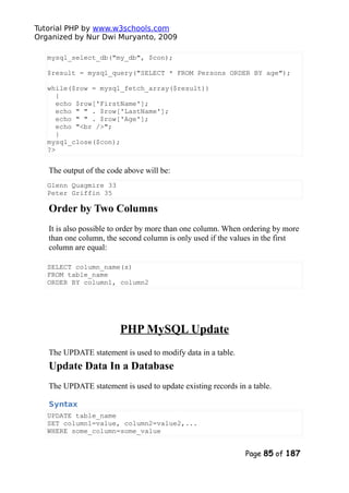 Php tutorial(w3schools) | PDF