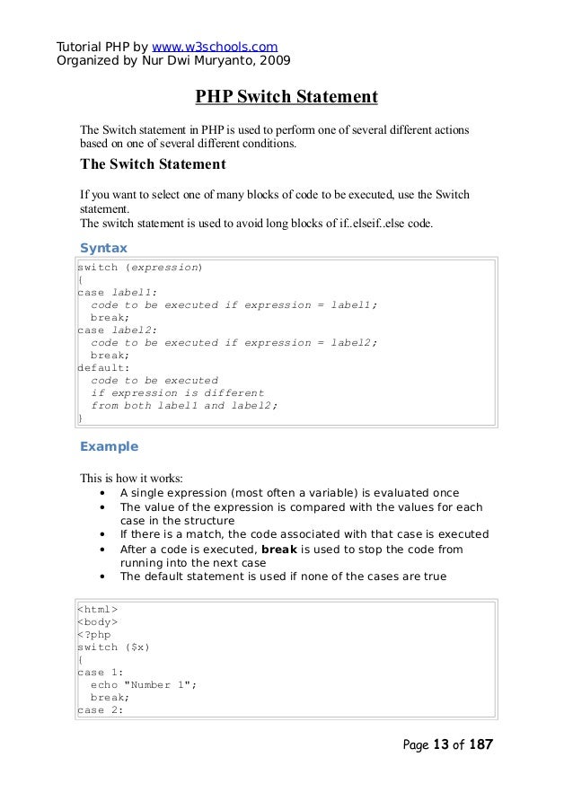 Php tutorial(w3schools)
