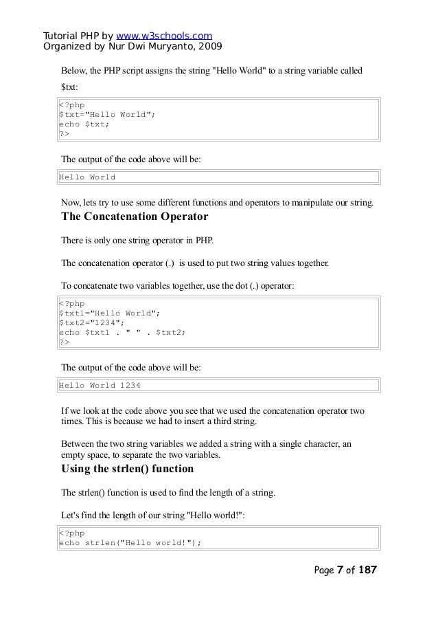 Php tutorial(w3schools)
