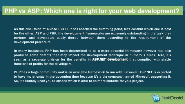 PHP Vs ASP.NET : How to Choose the Right One? | PPT