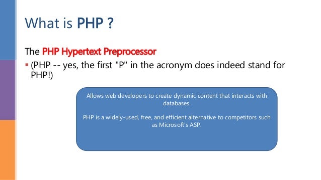 PHP Hypertext Preprocessor PHP Hypertext Preprocessor
