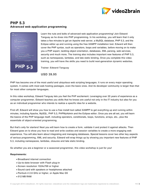 Php 5.3 tutorial list | PDF